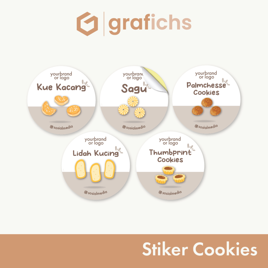 Jual [54 pcs] Stiker Bulat Kue Cookies GISK32 by Grafichs | Shopee ...