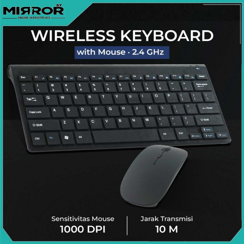 Jual Satu Paket Keyboard Mouse Wireless 1000 DPI USB Dongle 2.4GHz Di ...