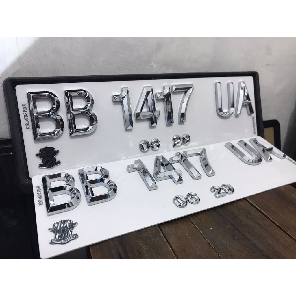 Jual Plat Nomor Mobil Timbul Mewah PUTIH - Chrome Lancip 7cm Sego 5 FREE COVER | Shopee Indonesia