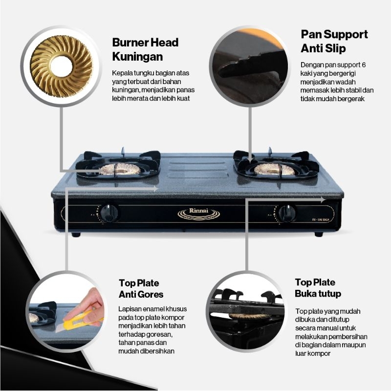 Jual Kompor Rinnai 2 tungku api besar 602BGX | Shopee Indonesia