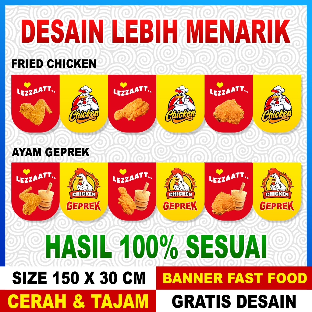 Jual BANNER SPANDUK FRIED CHICKEN GEPREK GORENGAN BURGER SEBLAK ...