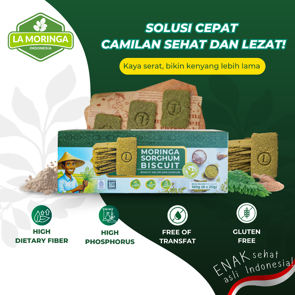 Jual LA MORINGA-Buy1 Get1 Moringa Sorghum Biscuit 160 gr/Biscuit Gluten ...