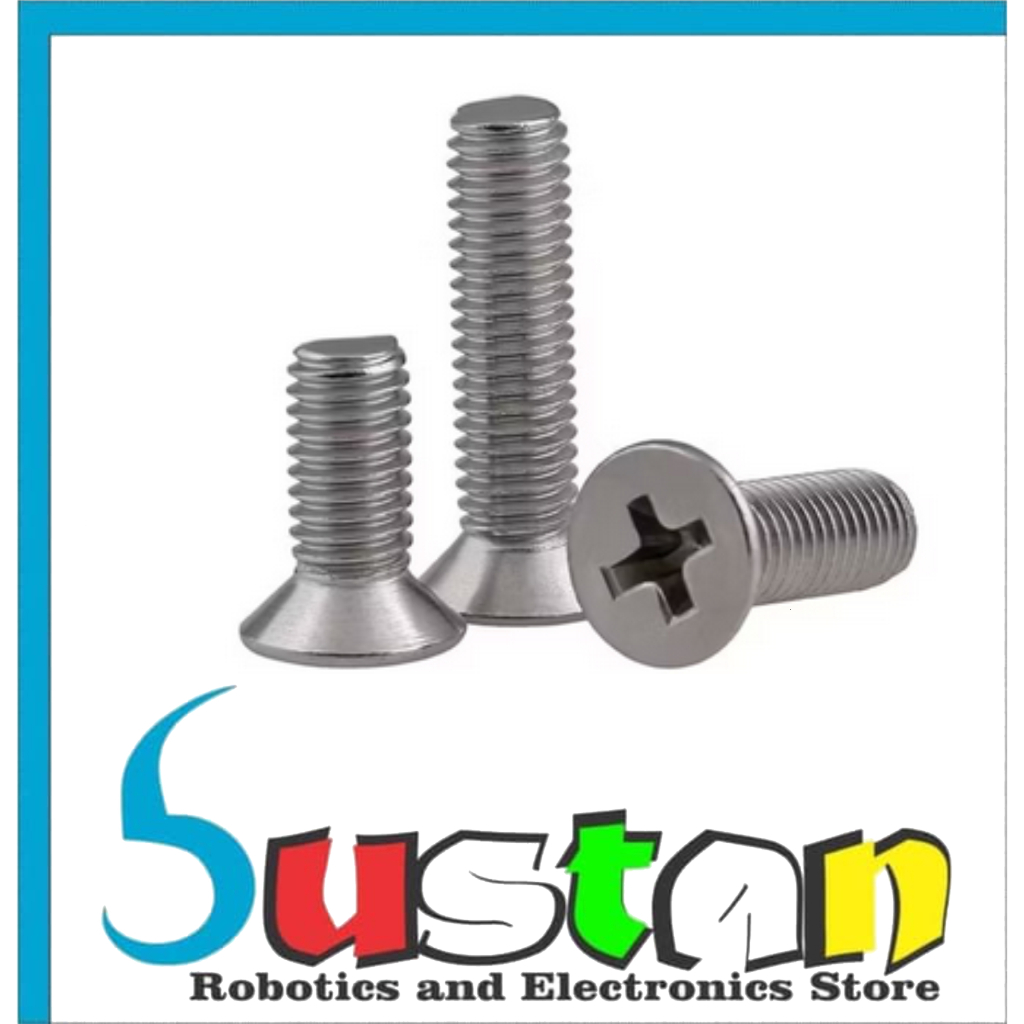Jual SCREW SS304 JF M5X30 CROSS FLAT HEAD BAUT HIGH 30MM 3 CM 30 MM ...