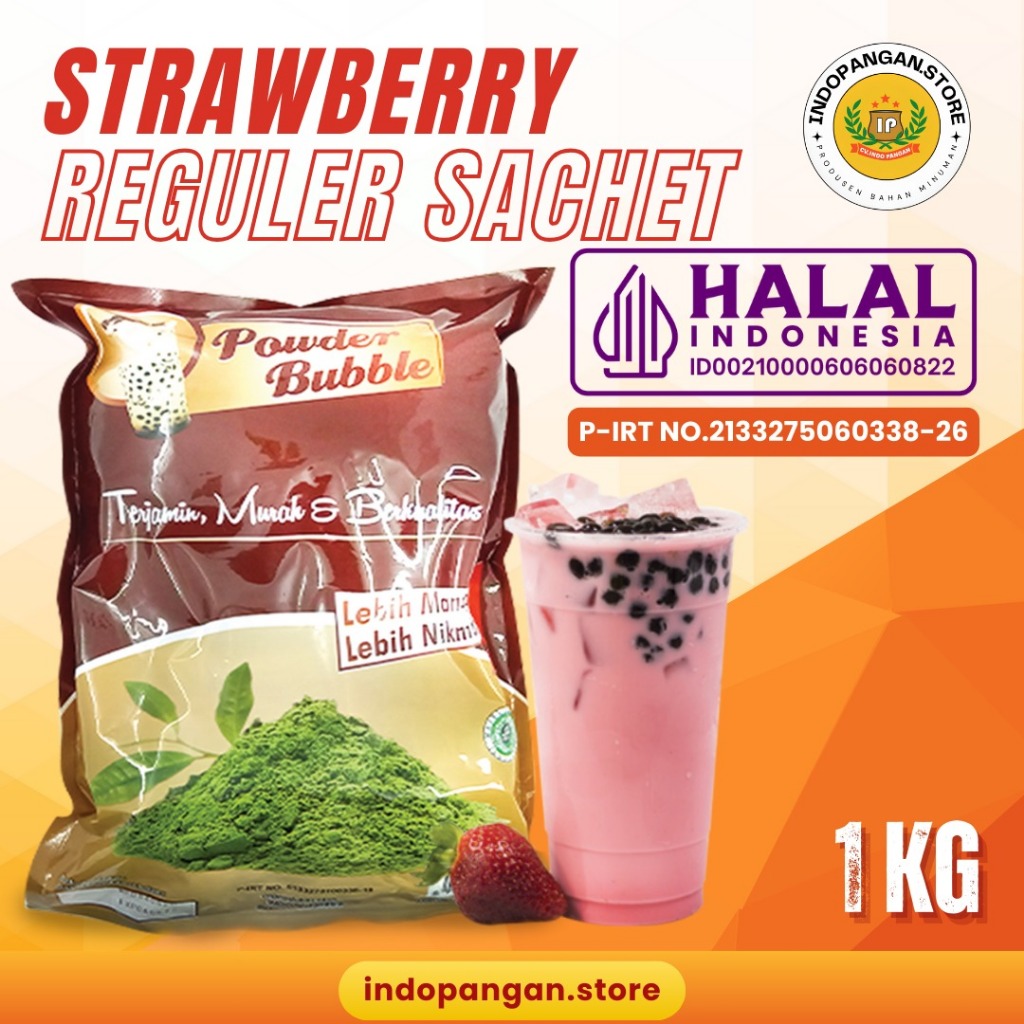 Jual Powder Rasa Strawberry 1 Kg (MIX GULA) Kemasan Sachet - Bubuk ...