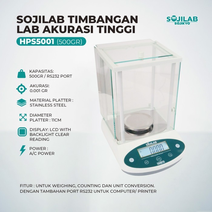 Jual Timbangan analitik emas / Lab Akurasi Tinggi 500gr SOJILAB HPS ...