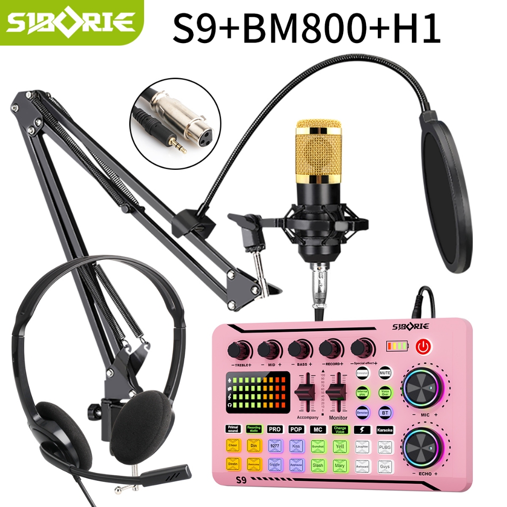 Jual Siborie S9 soundcard+BM800 Mic+H1 Headphone Paket Lengkap Mixer ...
