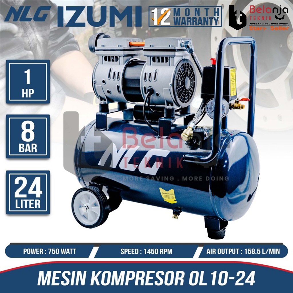 Jual Izumi NLG Mesin Kompressor Angin Portable 1 HP 24 Liter Oilless ...