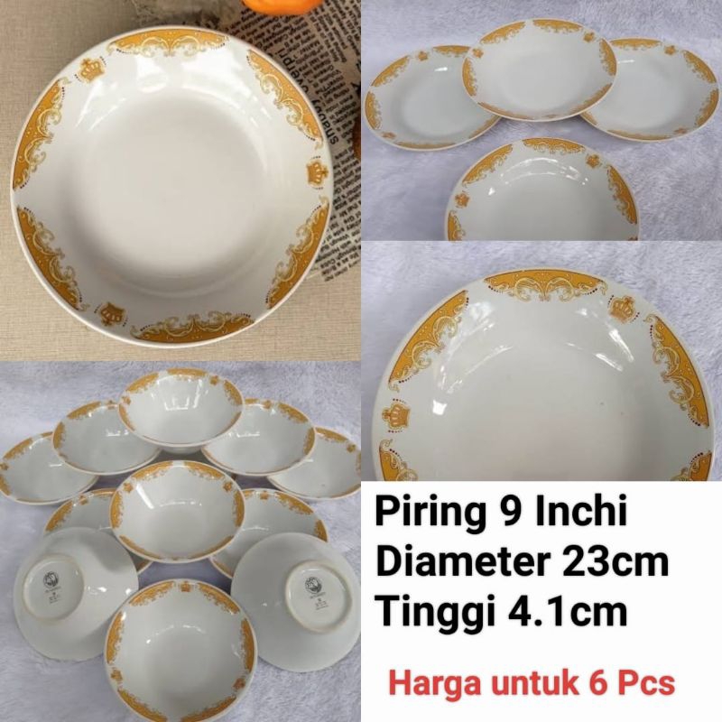 Jual piring makan keramik MAHKOTA ukuran 9 inch diameter 23cm (Harga ...