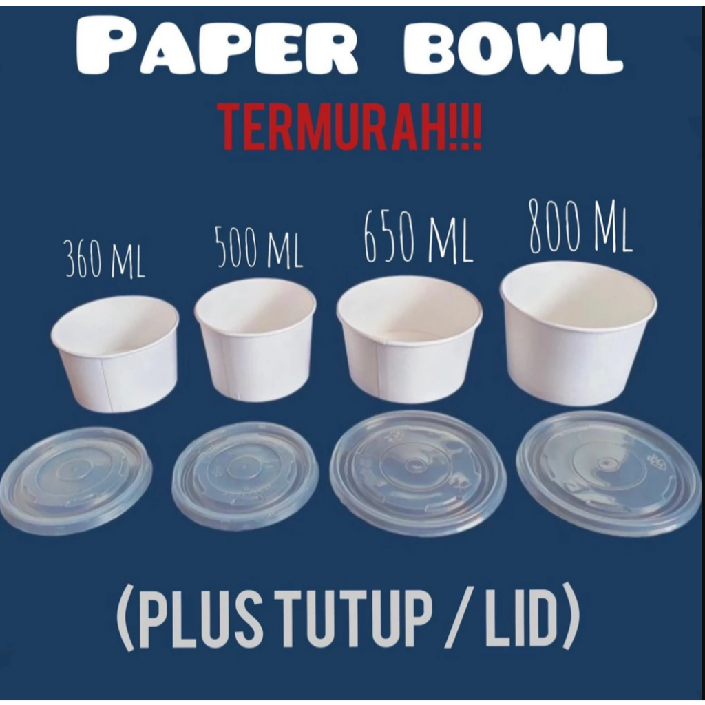 Jual Paper Bowl 360ml / 500 / 650 / 800 / Rice Bowl 800ml/650/500/360 ...