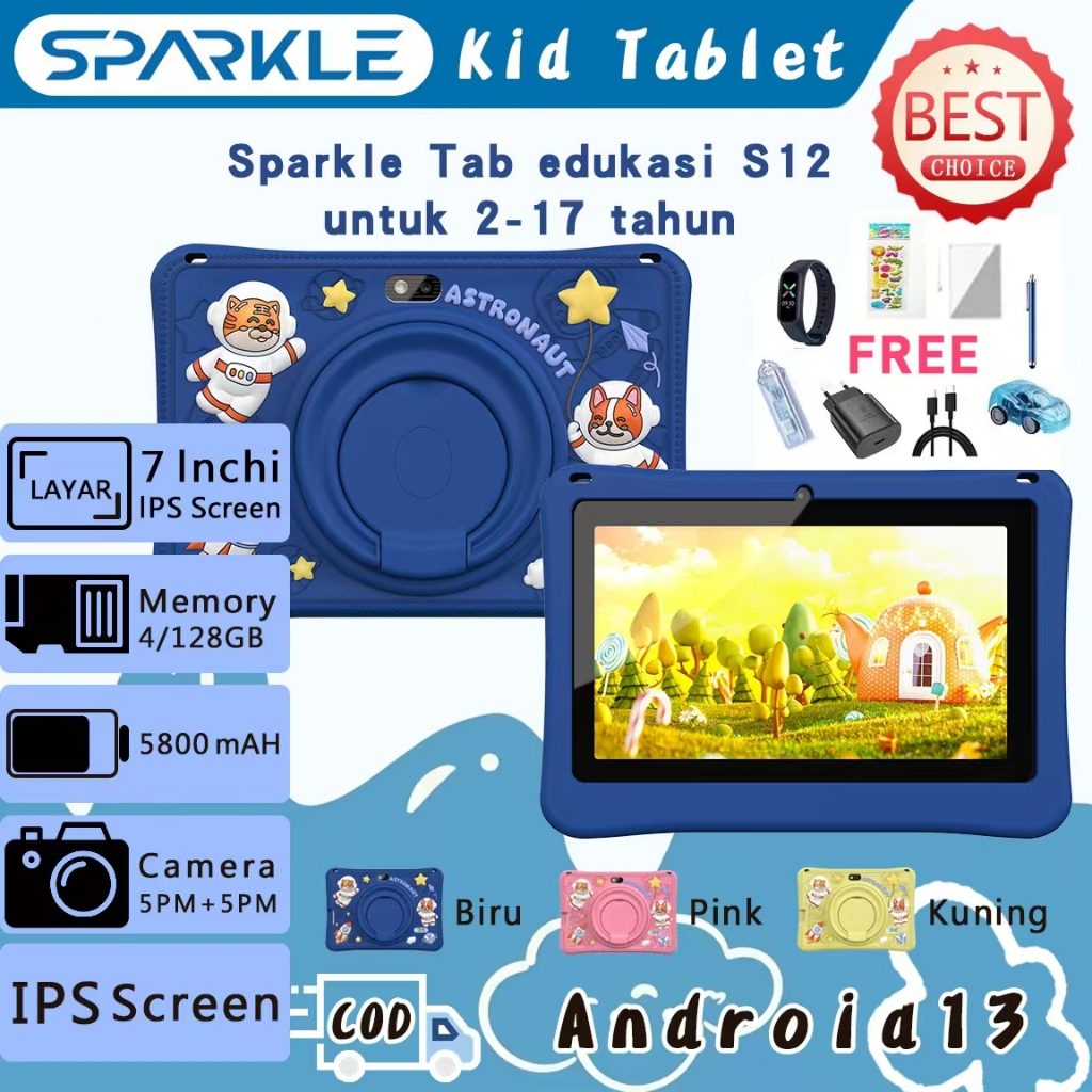 Jual Sparkle Tablet Antiradiasi Anak S12/Tablet Belajar Anak/Tablet ...