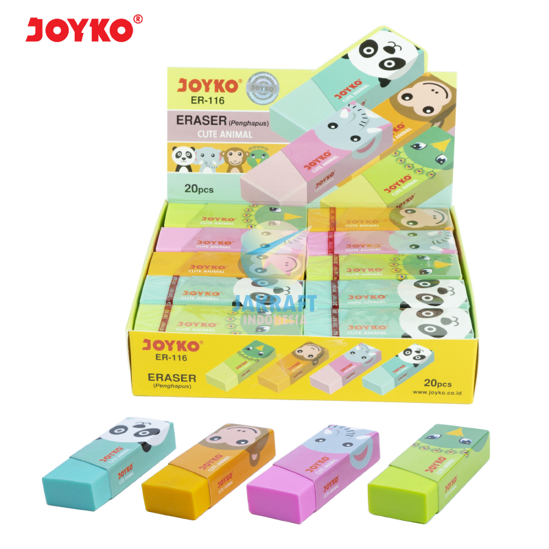 Jual (20 Pcs) GROSIR Penghapus Pensil Besar JOYKO ER-116 Cute Animal ...