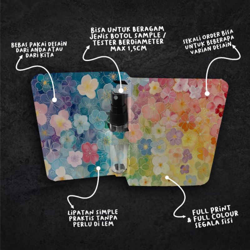 Jual SAMPLE CARD Custom printing / packing botol TESTER parfum / 10x7cm ...