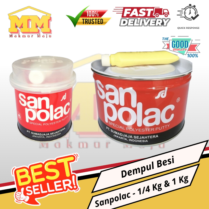 Jual Dempul Besi dan Kayu Sanpolac Polyester Putty (1/4 Kg dan 1 Kg ...