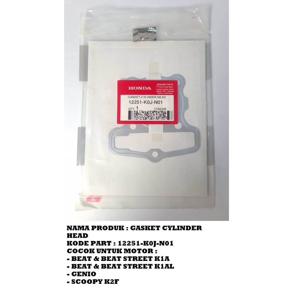 Jual Paking Mesin (Gasket,Cylinder Head) – BeAT K1A & Genio | Shopee ...