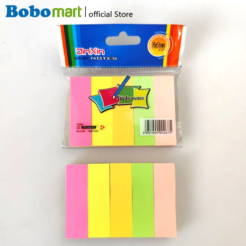 Jual BOBOMART JINXIN JXINE2-5 STICKY NOTES 3X2 INCH (76MM X 51MM) 5 ...