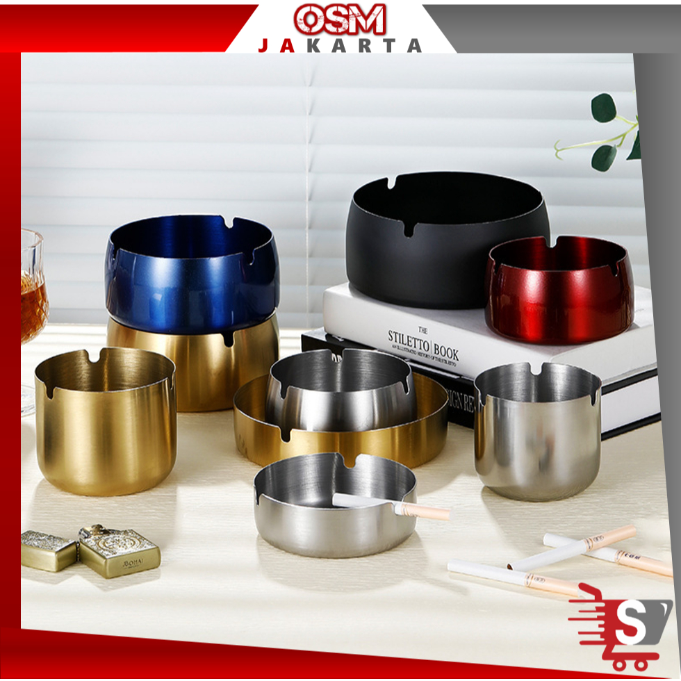 Jual OSM JKT 6260 Asbak Stainless Steel Tebal / Asbak Bulat Besi Polos ...