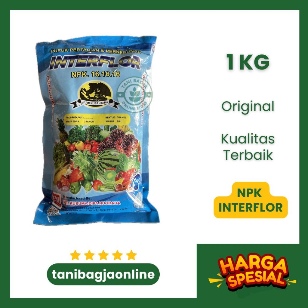 Jual PUPUK NPK 16 16 16 INTERFLOR 1KG | KEMASAN PABRIK |PUPUK TANAMAN pupuk bunga pupuk buah ...