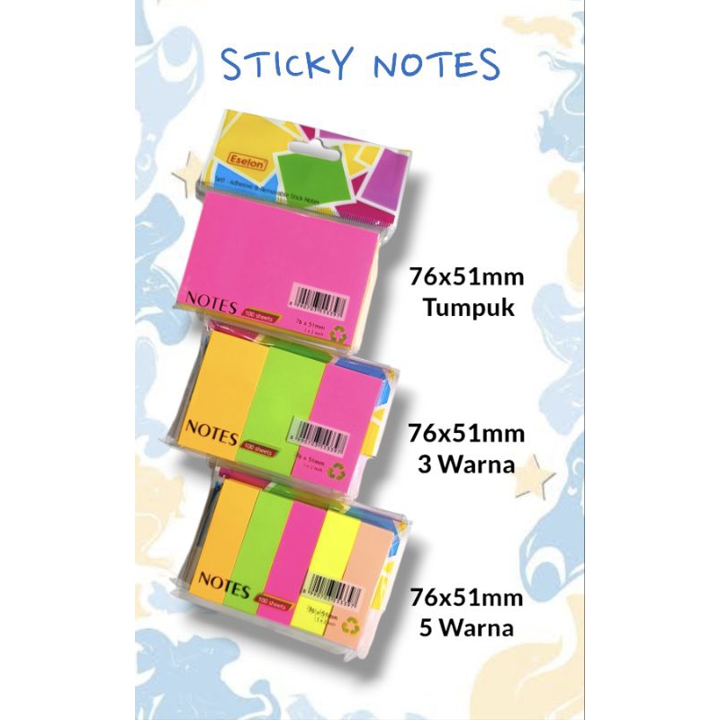 Jual STICKY NOTES ESELON POLOS 76X51mm (PCS) | Shopee Indonesia