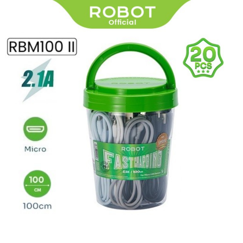 Jual ROBOT RBM100 II / RBM100S Kabel Data Micro 2,1A Colorful (1Toples Isi 20Pcs) | Shopee Indonesia