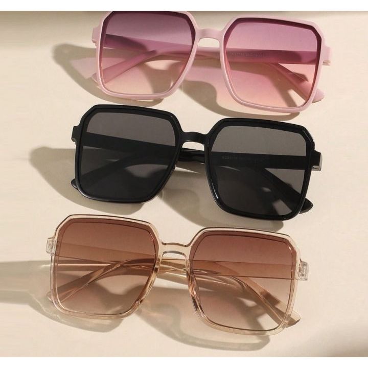 Jual MS - Kacamata Hitam Wanita Pelindung Uv Bentuk Kotak Oversize Gaya ...