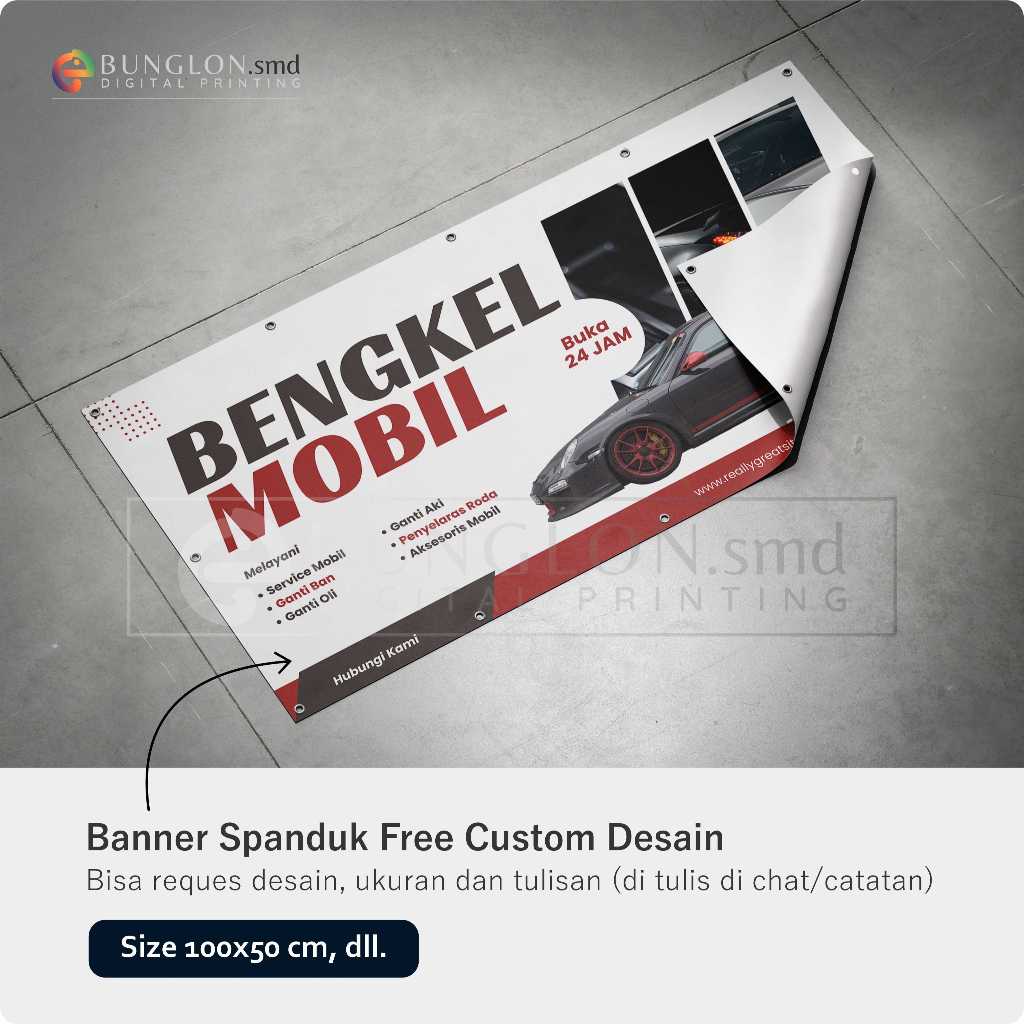 Jual PRINT CETAK SPANDUK BANNER BENGKEL WARNA HITAM PUTIH MERAH CUSTOM ...
