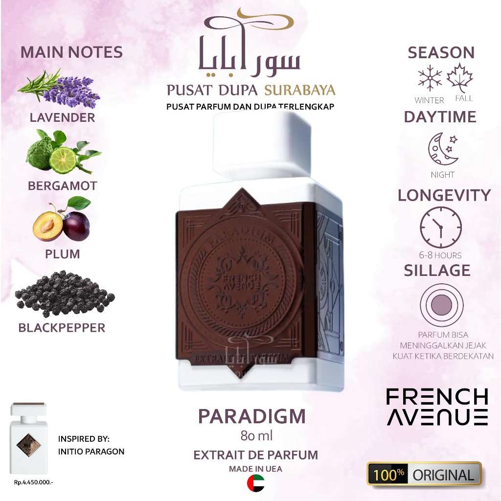 Jual Parfum Asli Arab Original premium french avenue Parfume/ paradigm ...