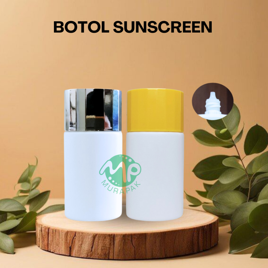 Jual KEMASAN SUNSCREEN 35-40ML BOTOL PUTIH TUTUP KUNING & SILVER GOLD ...