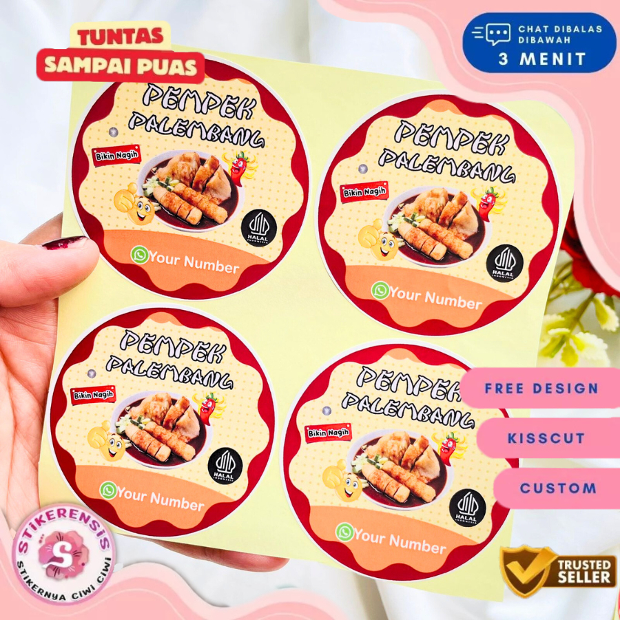 Jual 5-8 Stikerensis Sticker Pempek Palembang Stiker Tekwan Makanan ...