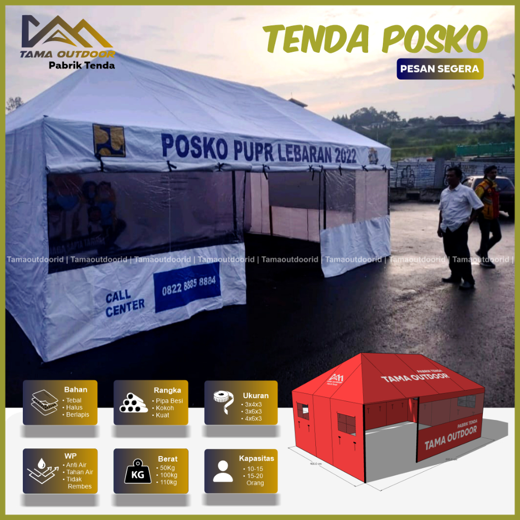Jual Tenda Posko Lebaran Siaga PUPR Kesehatan Uk. 3x6 Bisa Request ...