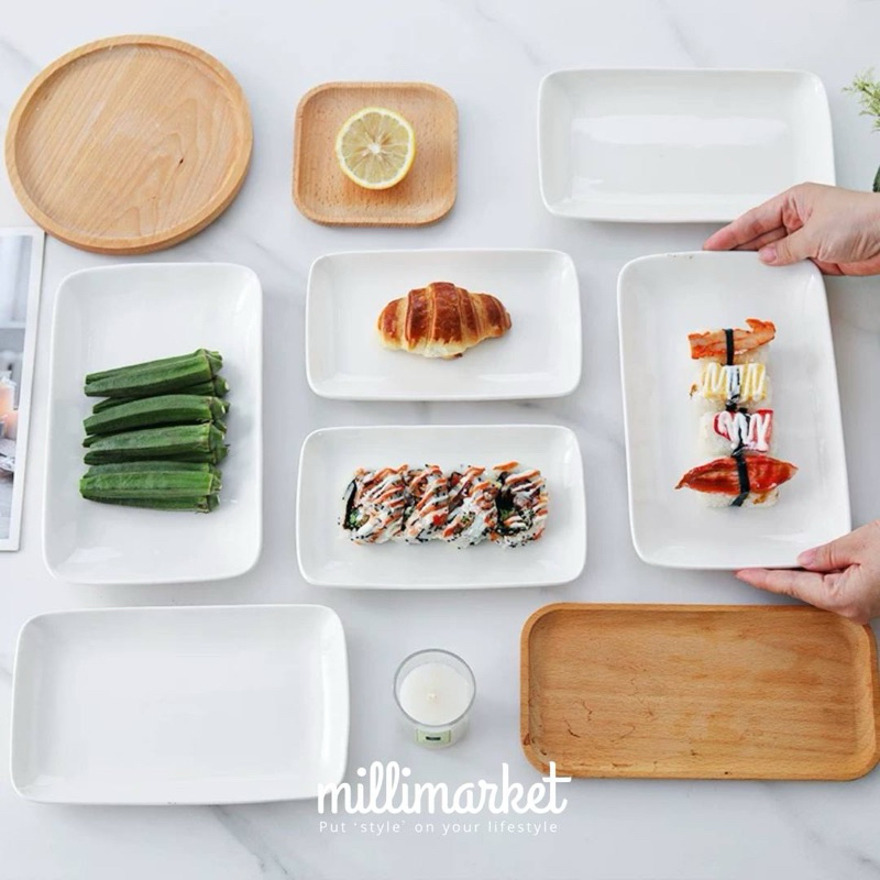 Jual [MILLI] BASIC WHITE RECTANGLE PLATE 23CM / Piring saji keramik ...