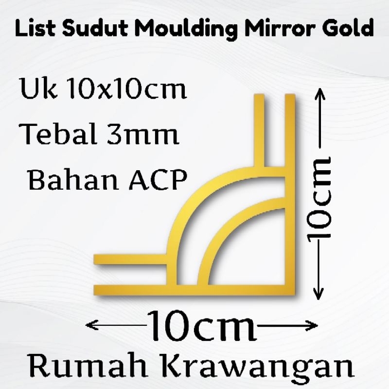 Jual Hiasan Siku Sudut / List Sudut Moulding Mirror Gold uk 10x10cm ...