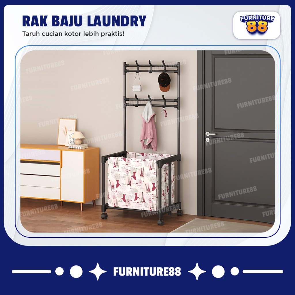 Jual Rak Gantungan Stand Hanger Baju Pakaian Rak Keranjang Baju Topi ...