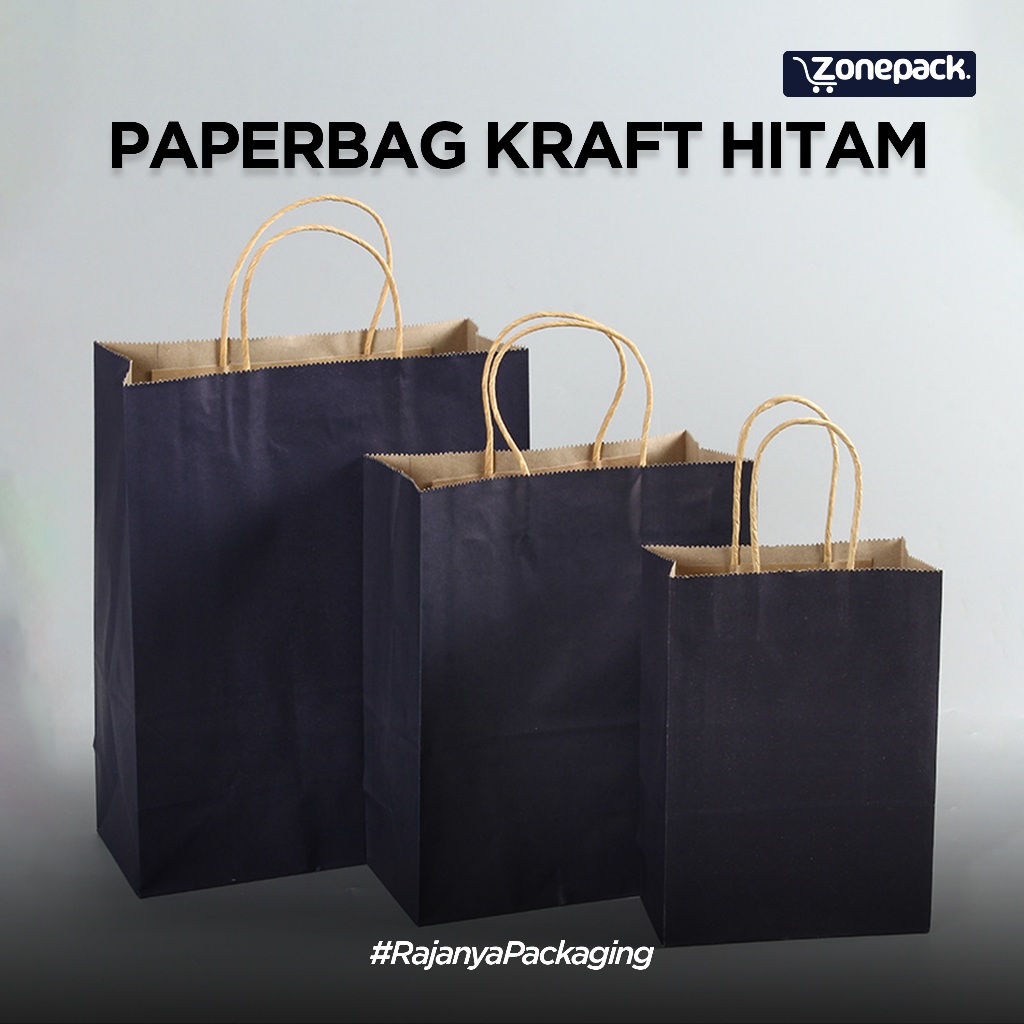 Jual Paperbag Kraft Polos Warna Hitam | Paperbag Shopping Bag | Tas Kertas Polos Kraft | Paper ...