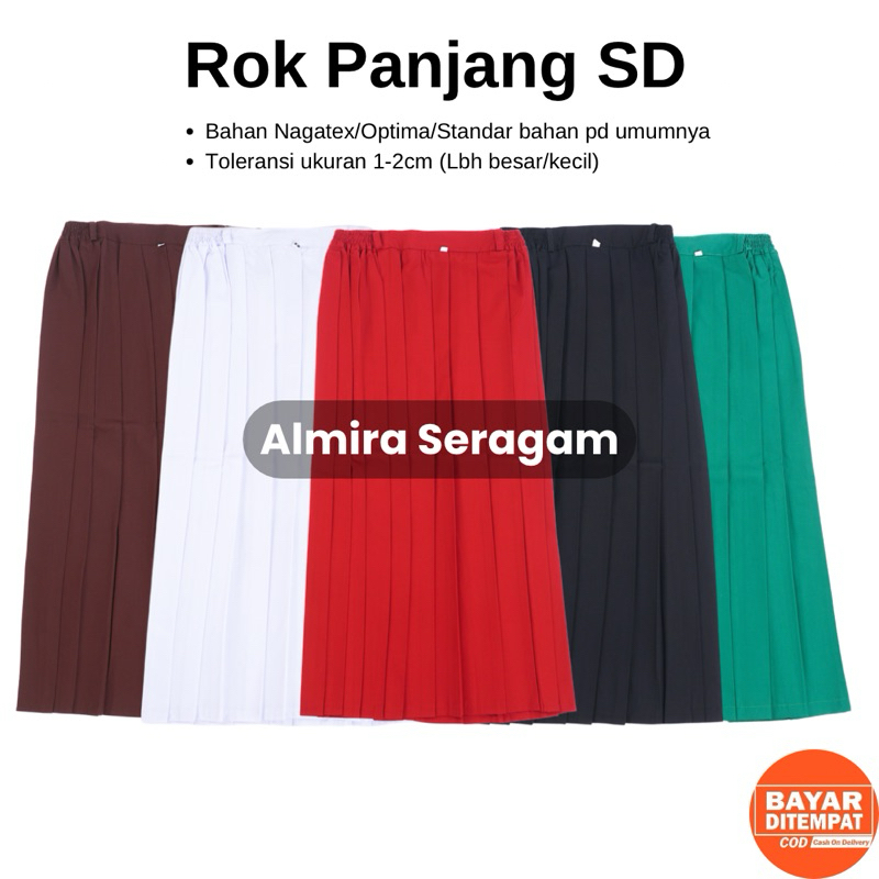 Jual ROK PANJANG Sekolah SD Rok Rempel Anak Perempuan Almira Seragam Sekolah SD MI MERAH PUTIH ...
