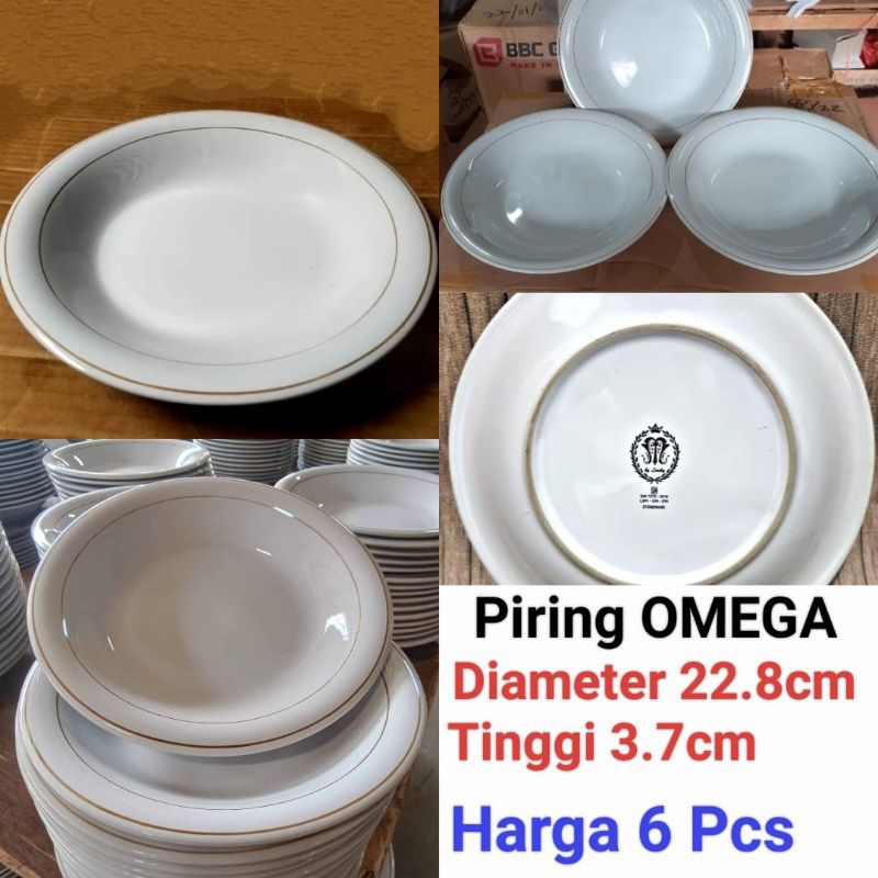 Jual piring makan keramik piring prasmanan keramik tebal Lis Emas OMEGA ...