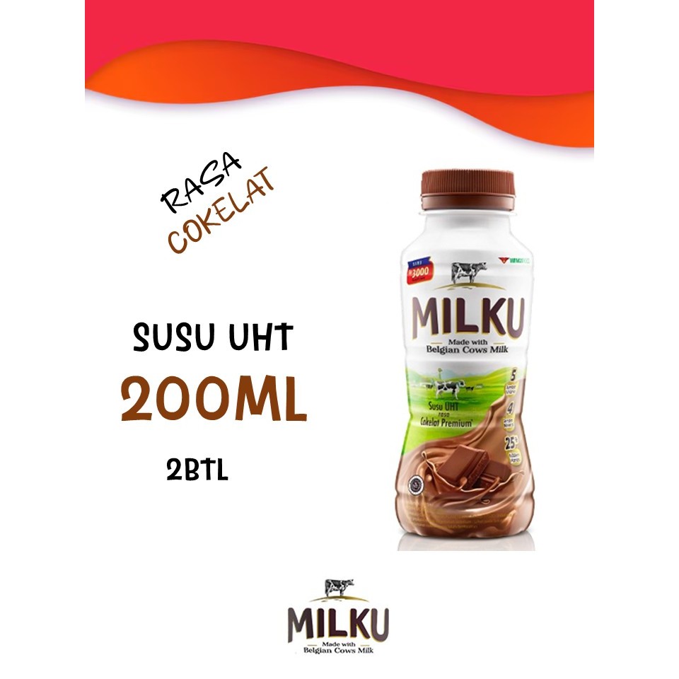 Jual Milku Susu UHT Rasa Coklat Premium 200 ml x2 botol | Shopee Indonesia