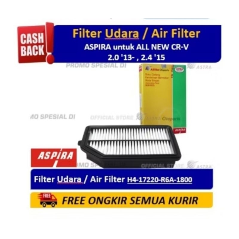 Jual FILTER UDARA / AIR FILTER ASPIRA UNTUK ALL NEW CR-V 2.0'13 -, 2.4 ...