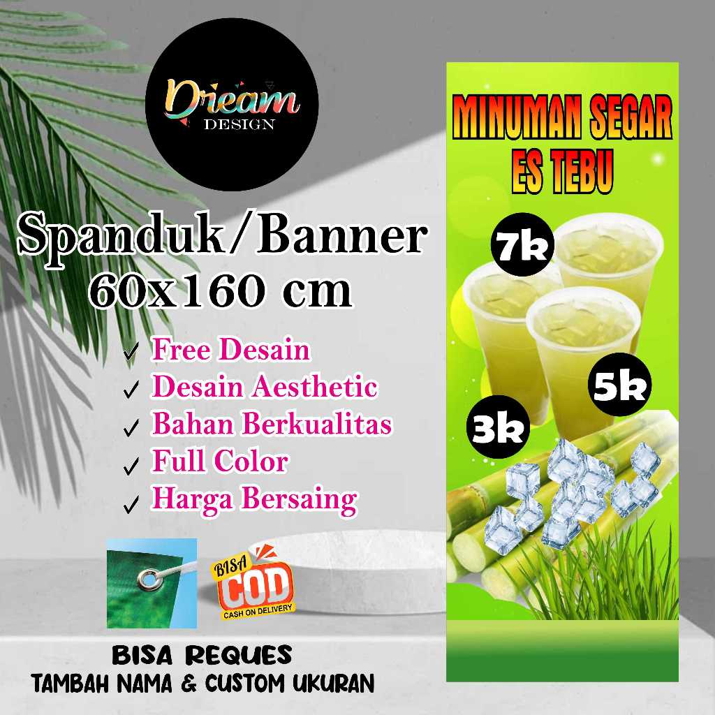 Jual Spanduk minuman segar es tebu Custom Desain | Shopee Indonesia
