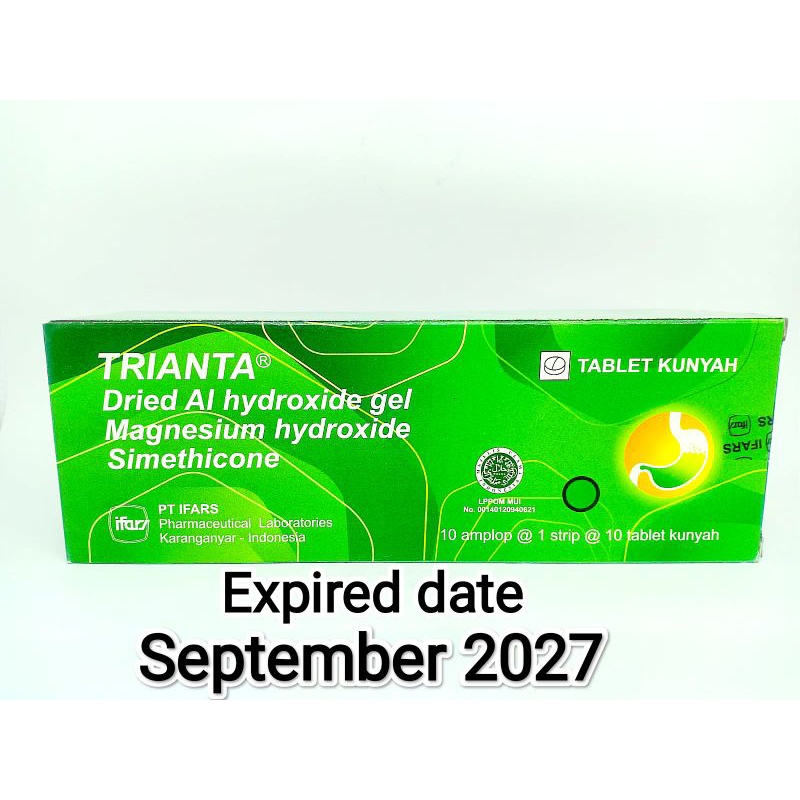 Jual TRIANTA BOX ISI 100 TABLET KUNYAH OBAT MAAG ,KEMBUNG DAN NYERI ...