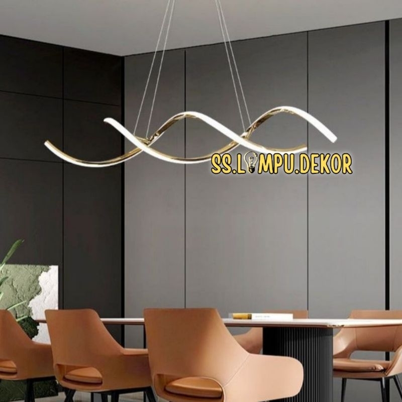Jual Lampu Gantung Minimalis Spiral LED 3 warna mewah modern hias ruang makan pantry island ...
