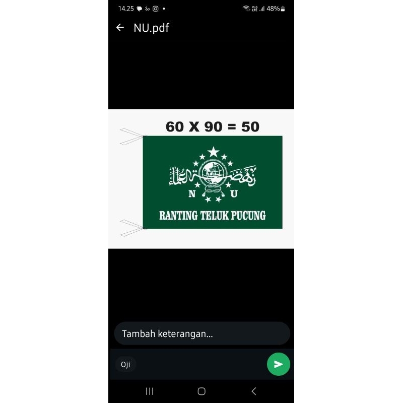 Jual BENDERA NU 60 X90 CUSTOM PAKAI NAMA RANTING TELUK PUCUNG 50PCS ...