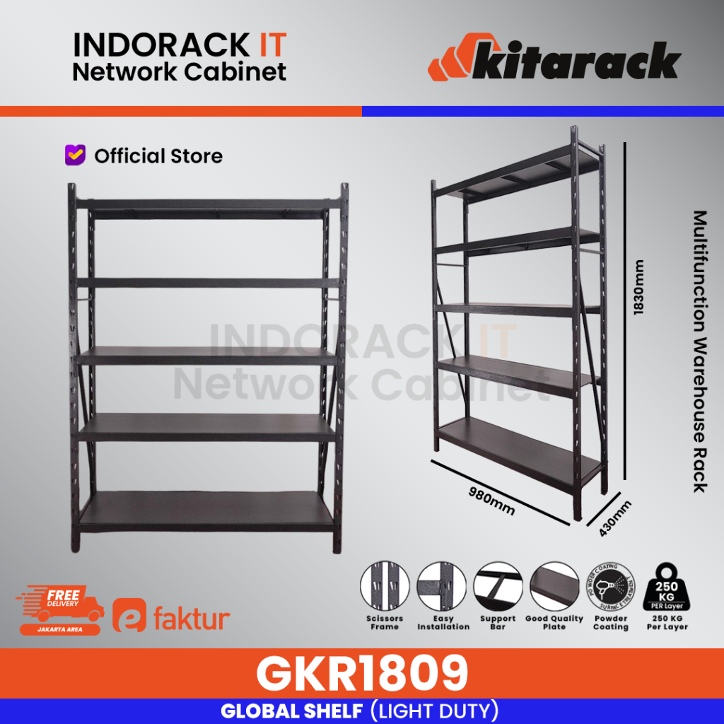 Jual Kitarack Rack Gudang Global Shelf Rack 250kg/layer Rack Gudang ...