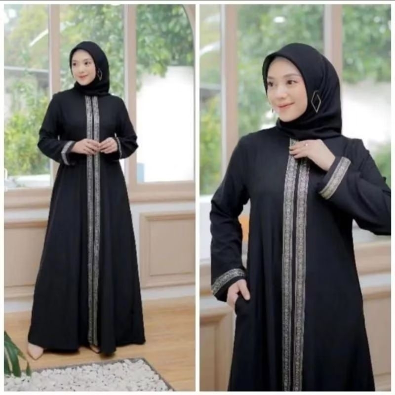 Jual ABAYA MADINAH ARABIC STYLE Renda bordir gamis/gamis abaya turkey/abaya gamis hitam dress ...