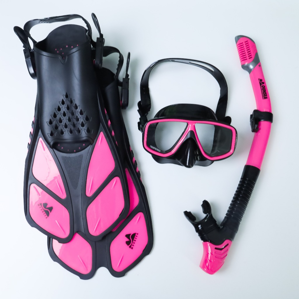 Jual Mounsea Short Fins Snorkeling 3 pieces Combination diving mask ...