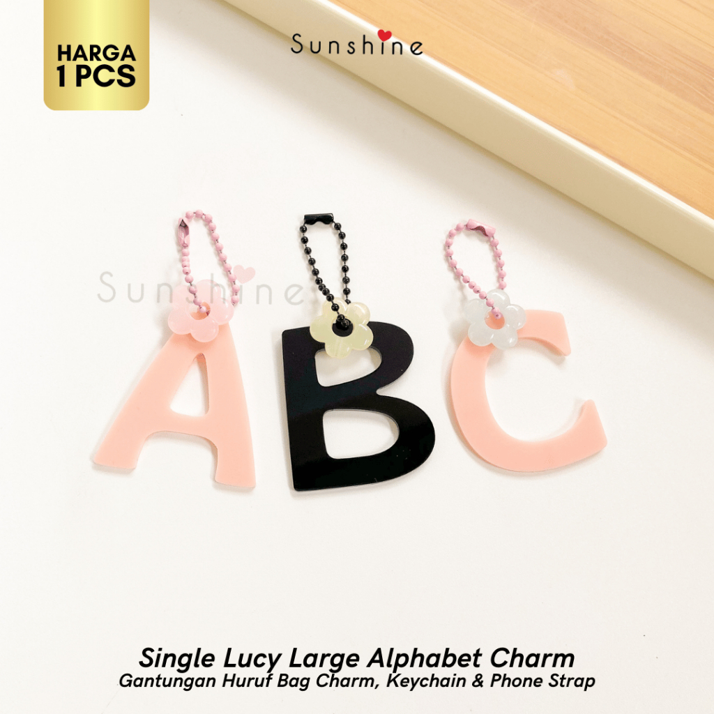 Jual Sunshinelove - Single Lucy Alphabet Bag Charm Keychain Large Size ...