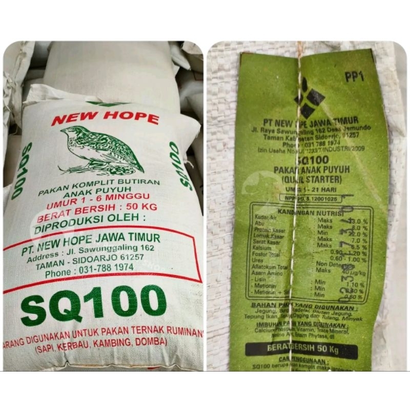Jual Pur puyuh petelur new hope SQ100 PAKAN PUYUH RAS PETELUR 1KG ...