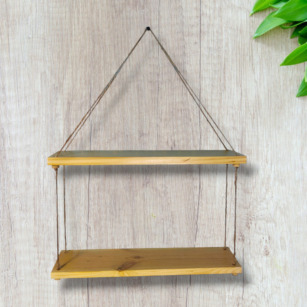 Jual Ambalan Dinding Rak Susun Tali Gantung Kayu Minimalis | Shopee ...
