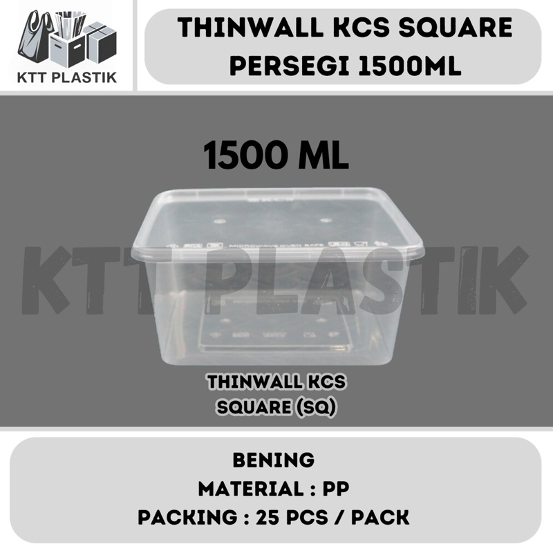 Jual [Instant] Thinwall KCS Square - 1500ML (ISI 25PCS / PACK) - Kontainer Plastik Persegi Wadah ...