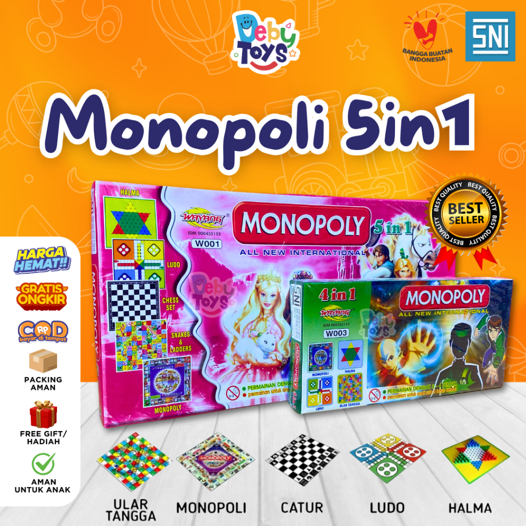 Jual Mainan Monopoli 5in1 Game Board Monopoly Permainan Anak Ular ...
