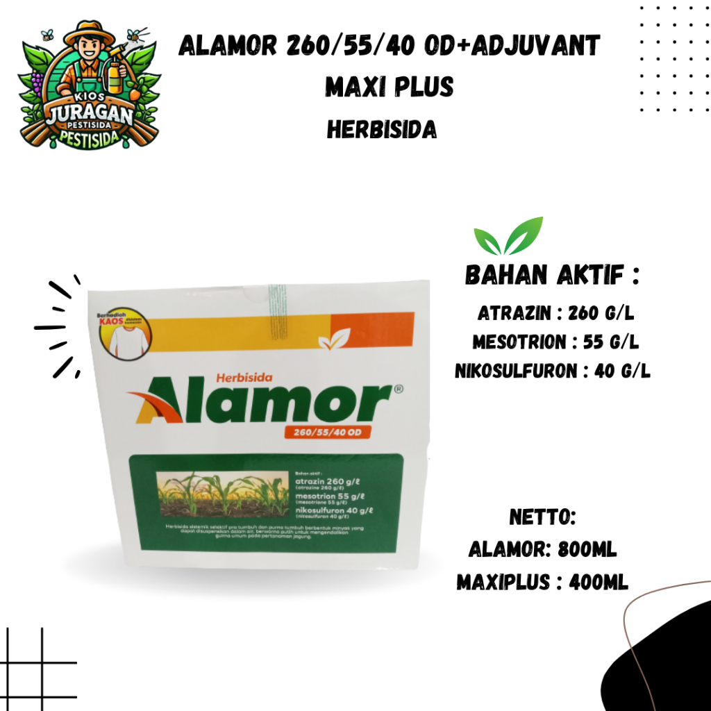 Jual ALAMOR 260/55/40 OD 800 ml + adjuvant MAXI PLUS 400 ml HERBISIDA ...